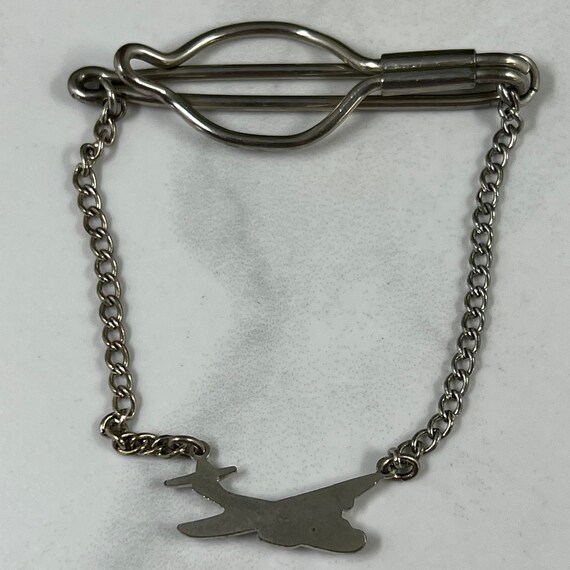 Vintage Silver Aeronautical Flying Plane Tie bar - Gem