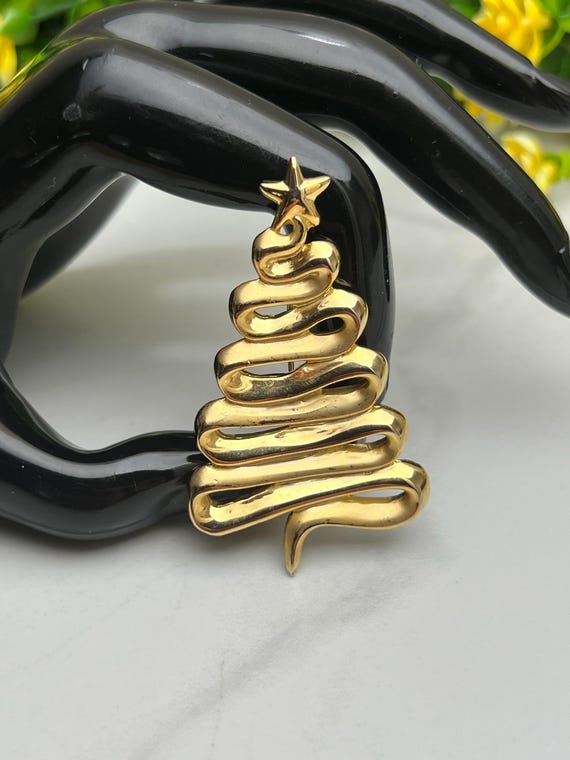 Vintage Signed Danecraft Gold Ribbon Christmas Tree P… - Gem