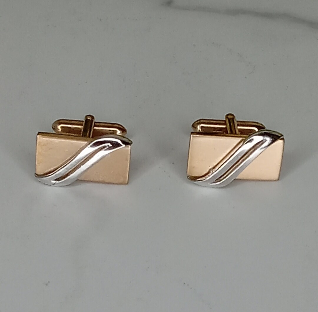 Vintage Swank Brand Silver Gold Art Deco Cufflinks - Etsy