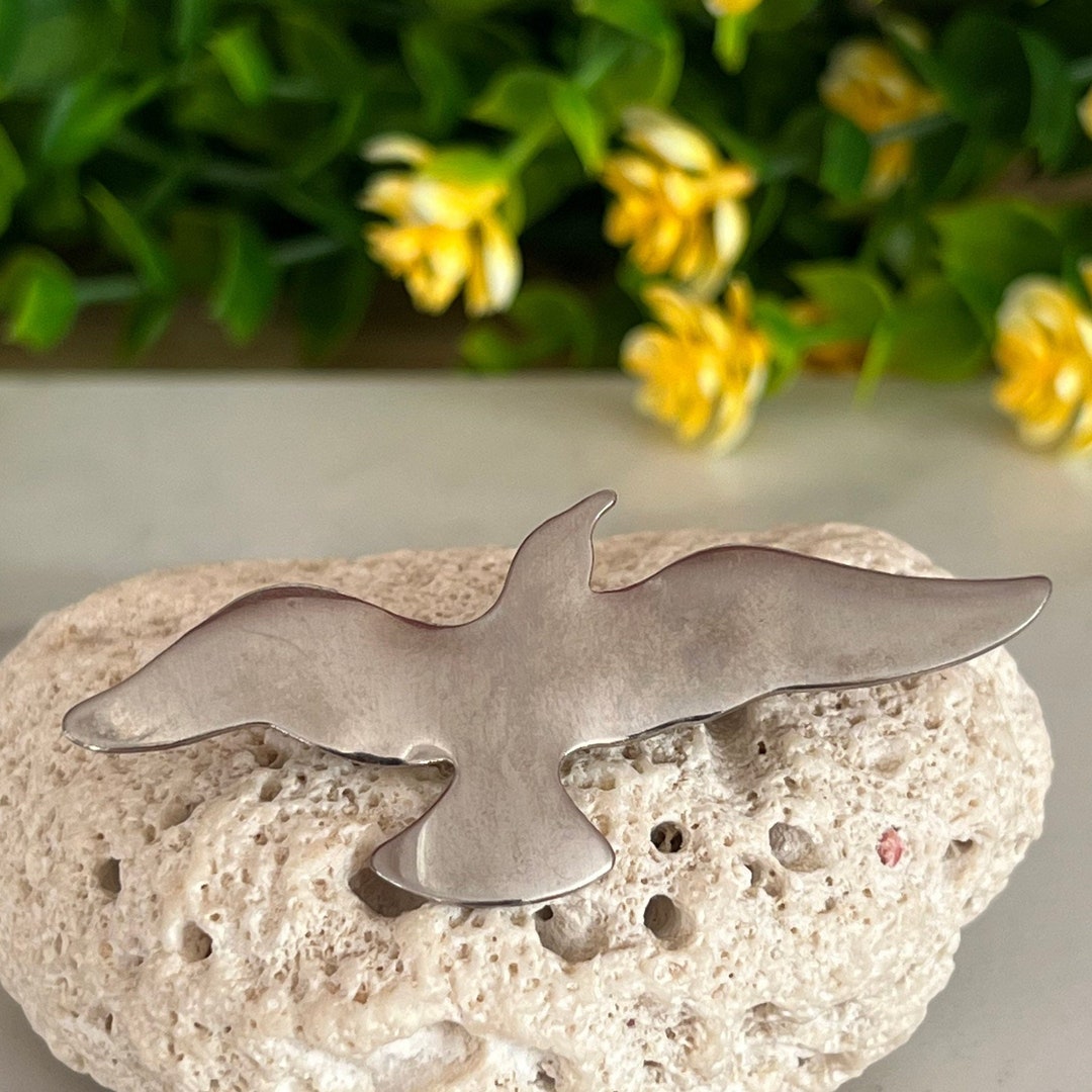 Vintage Large Silver Flying Seagull Pin Brooch - Etsy