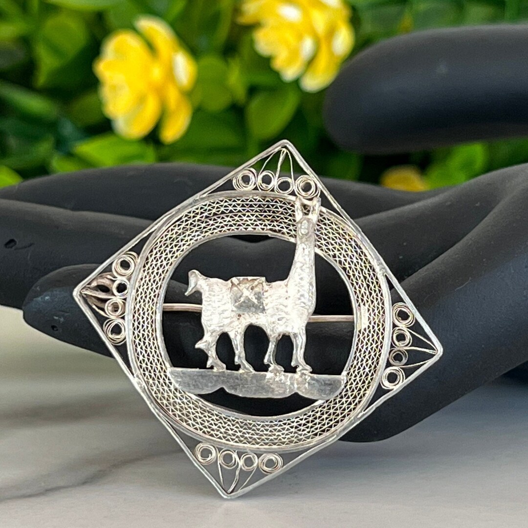 Vintage Antique Peru Sterling Silver Filigree Llama Pin Brooch - Etsy
