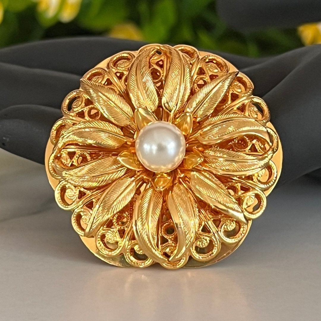 Lieba Gold Filigree Flower Vintage Scarf Shawl Clip - Etsy
