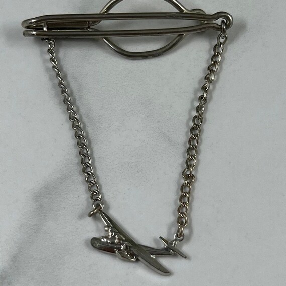 Vintage Silver Aeronautical Flying Plane Tie bar - Gem