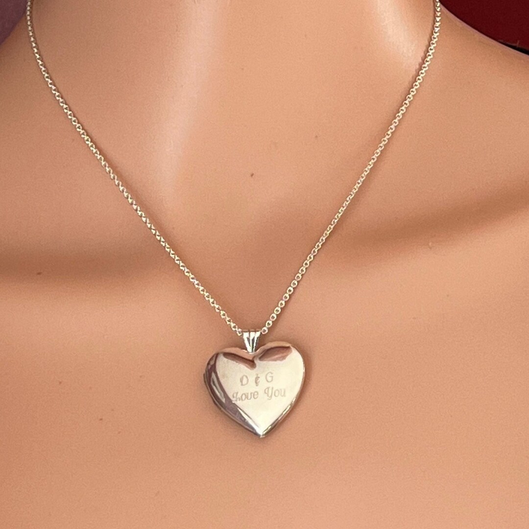 Vintage 925 Sterling Silver Personalized Engraved Heart Locket Pendant ...