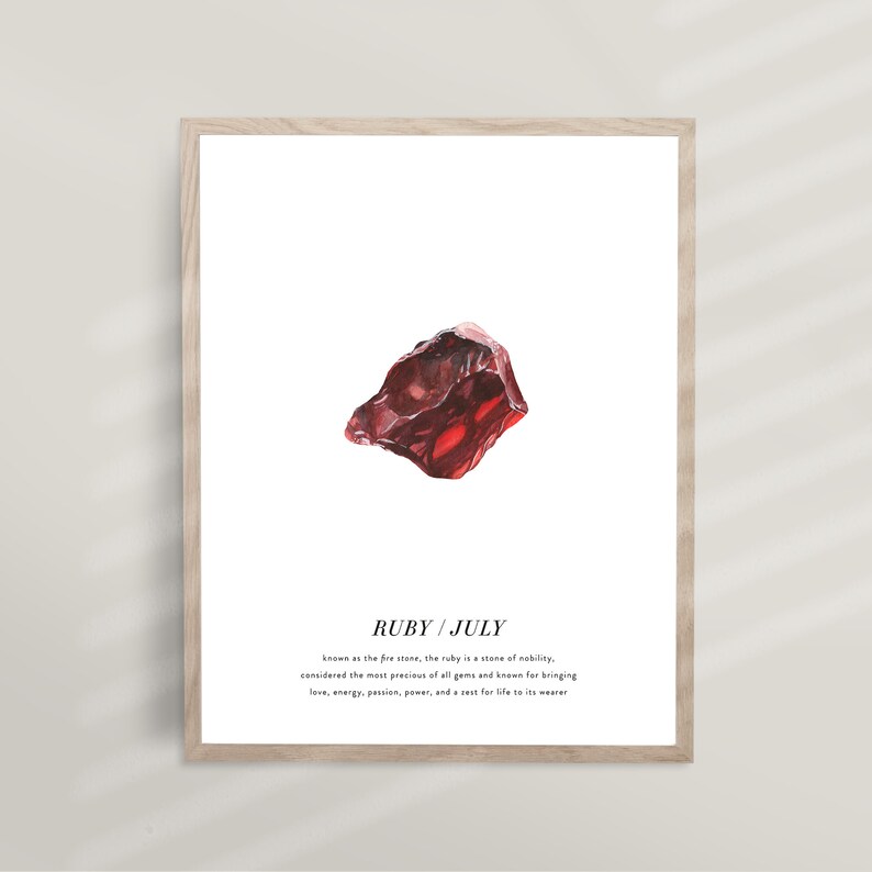July Birthstone July Birthstone Wall Art July Ruby - Etsy
