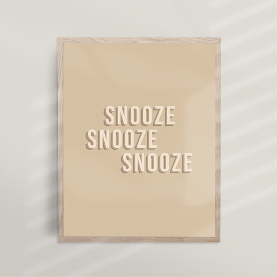 Snooze Snooze Typography Art Scandinavian Minimal Boho | Etsy