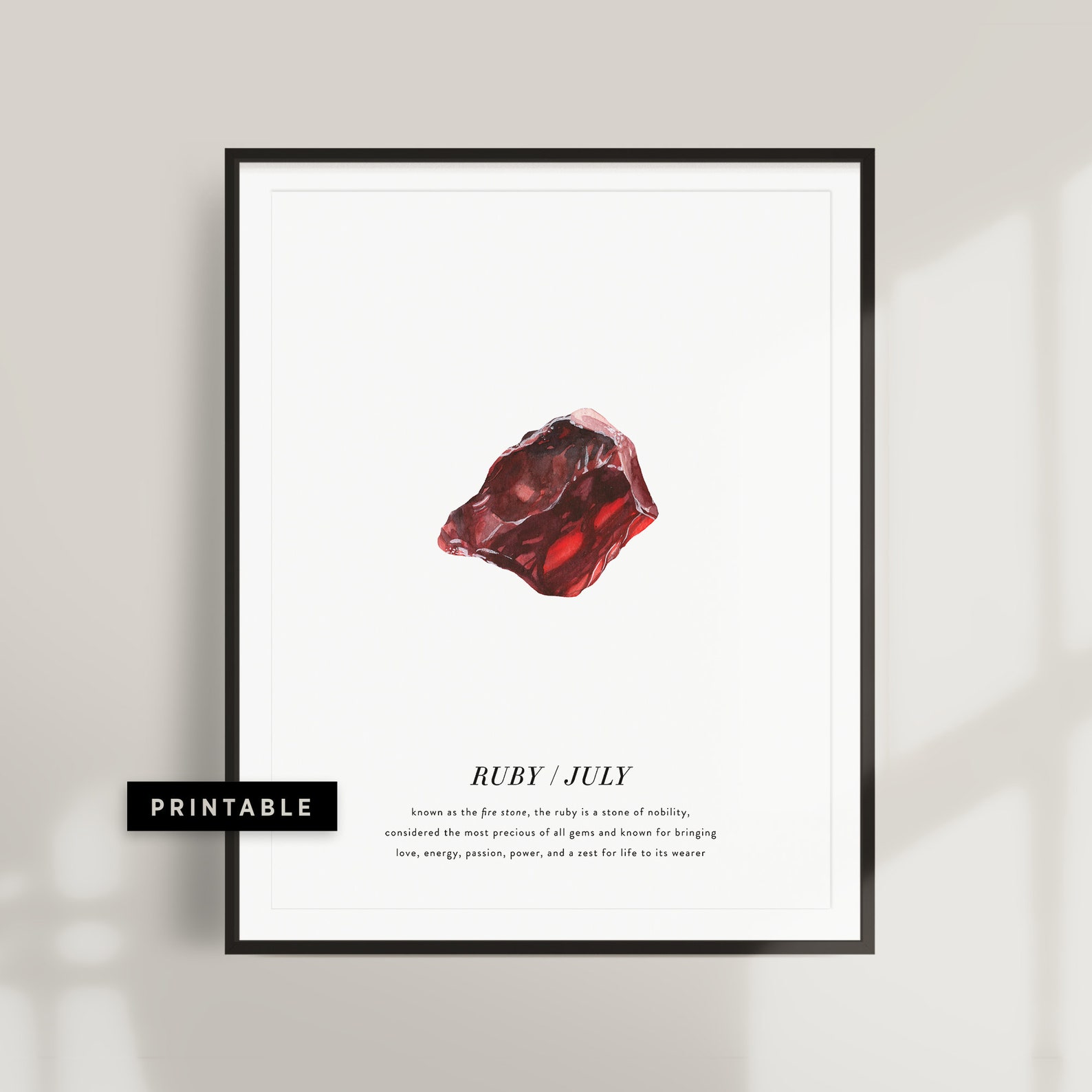 July Birthstone July Birthstone Wall Art July Ruby - Etsy