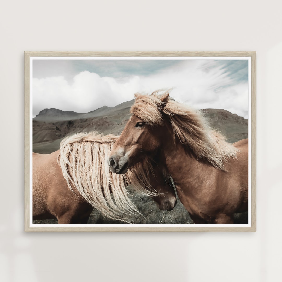 Windswept Horses | Landscape Photography, Animal Art Print, Neutral ...