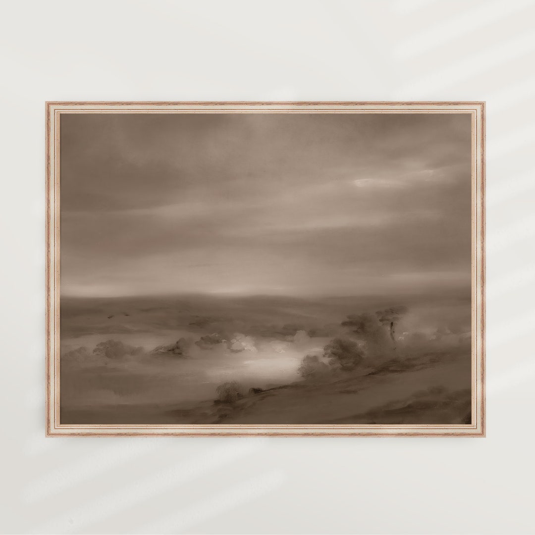 Windswept | Vintage Landscape Painting, Antique Art, Cloud Sky Wind ...