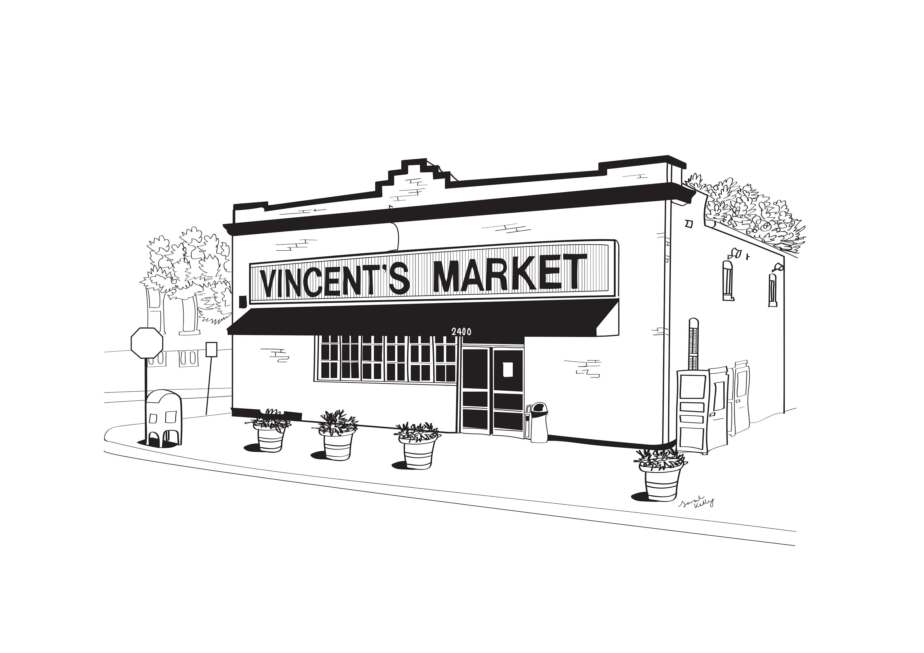 Art Print - Vincent's Market (line Art Print) - Etsy