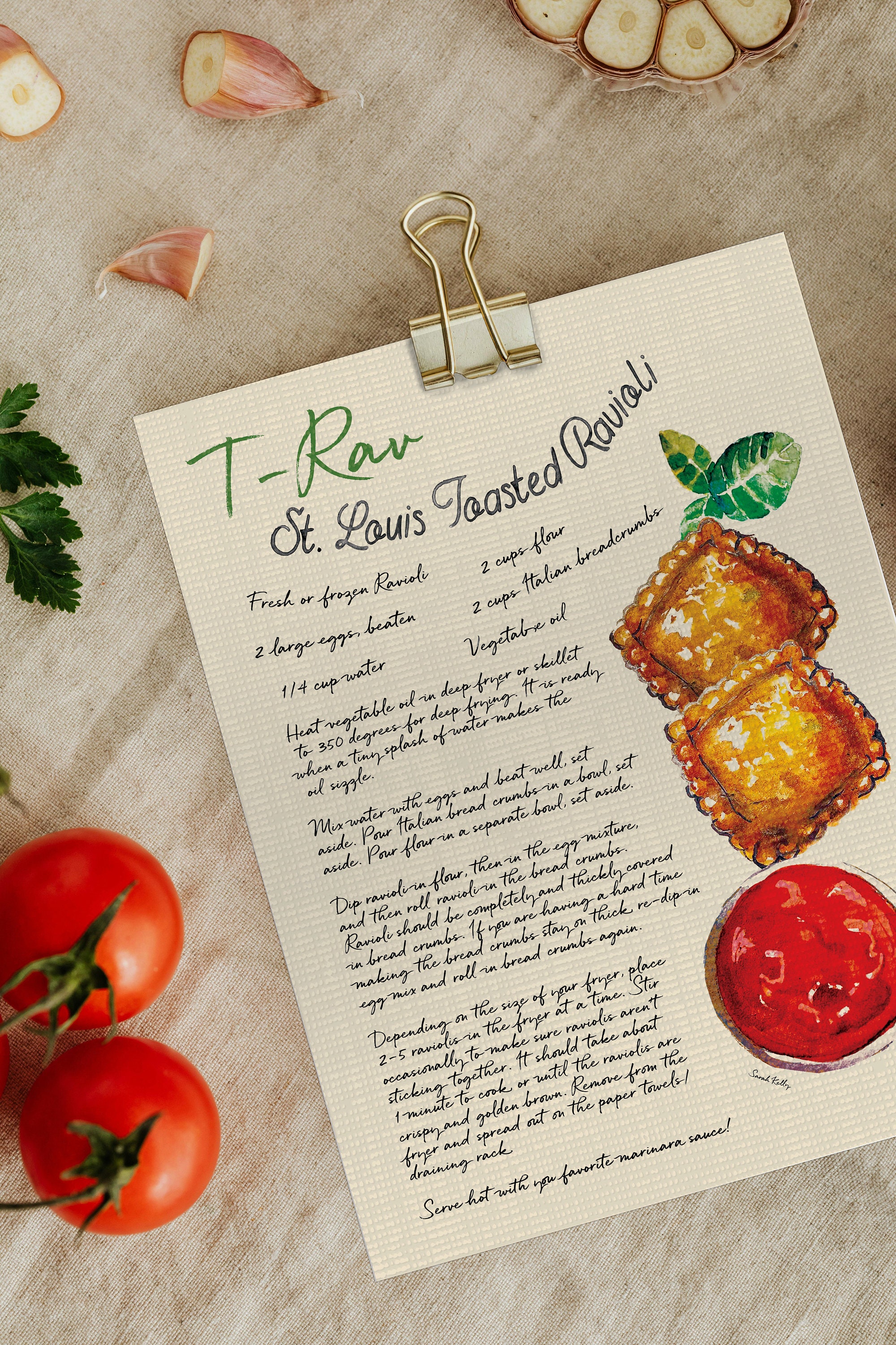 Art Print - STL Toasted Ravioli Recipe (watercolor Print) - Etsy