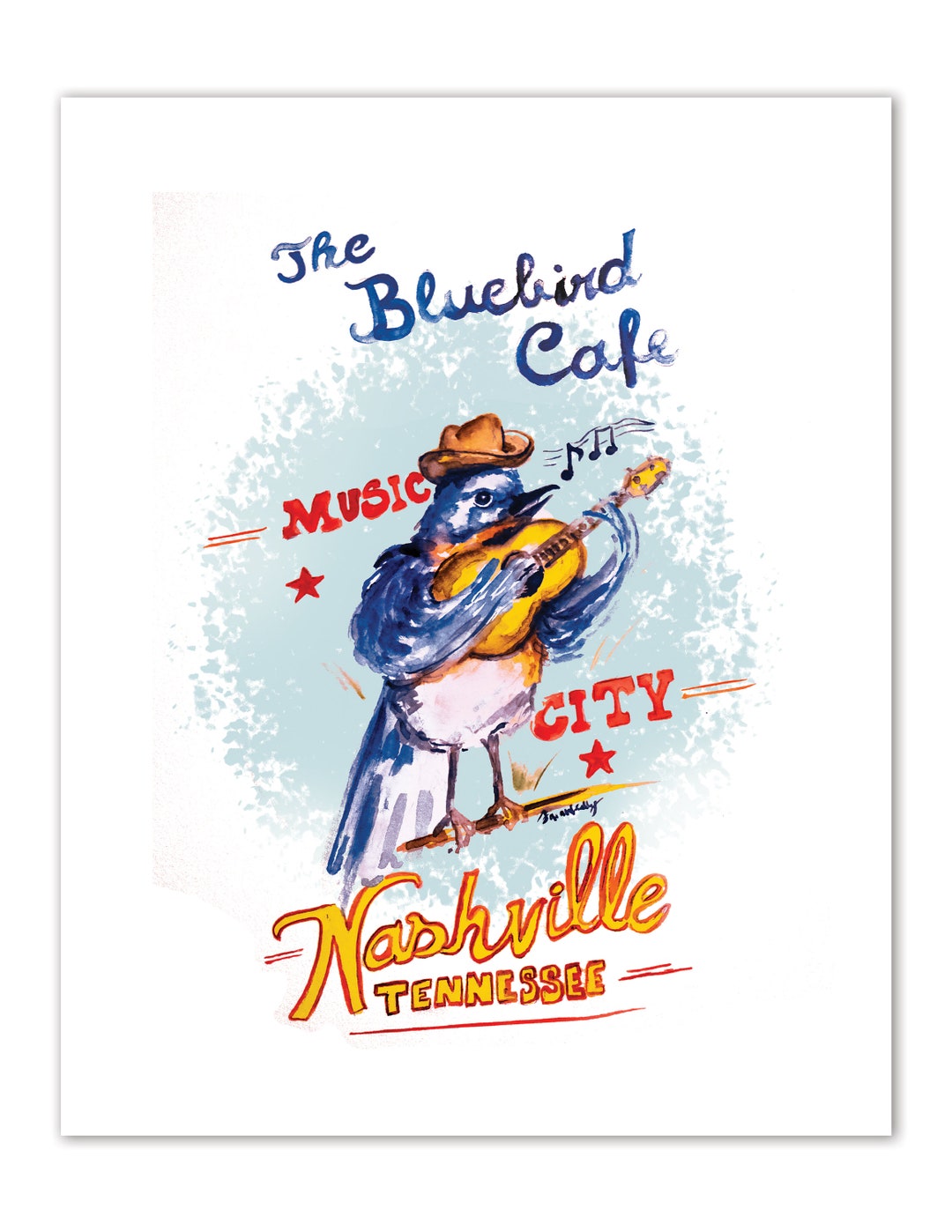 Art Print - Bluebird Cafe (watercolor Print) - Etsy