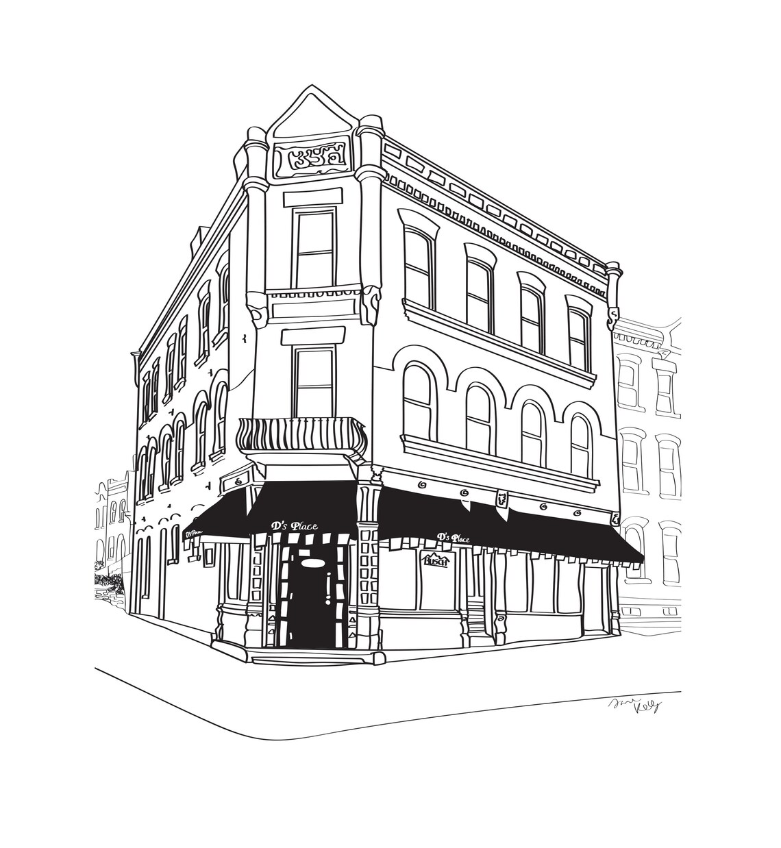 Art Print - D's Place (line Art Print) - Etsy