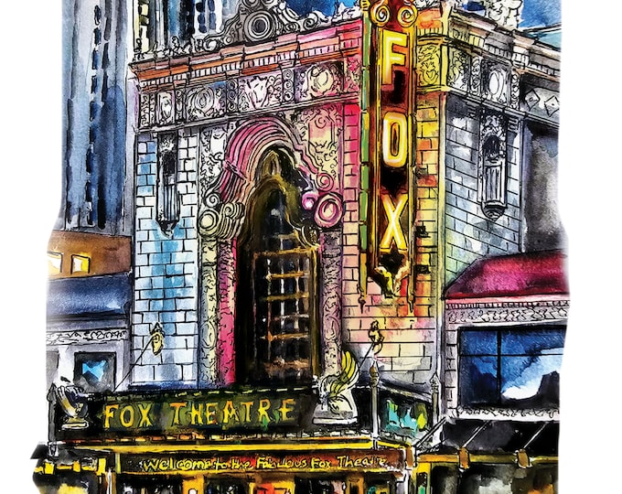 Art Print - the Fabulous Fox Theatre (watercolor Print) - Etsy