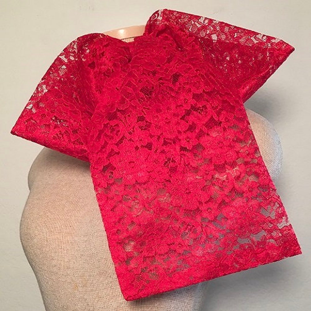 Scarf Art Chic Neckerchief - Red Lace - Etsy