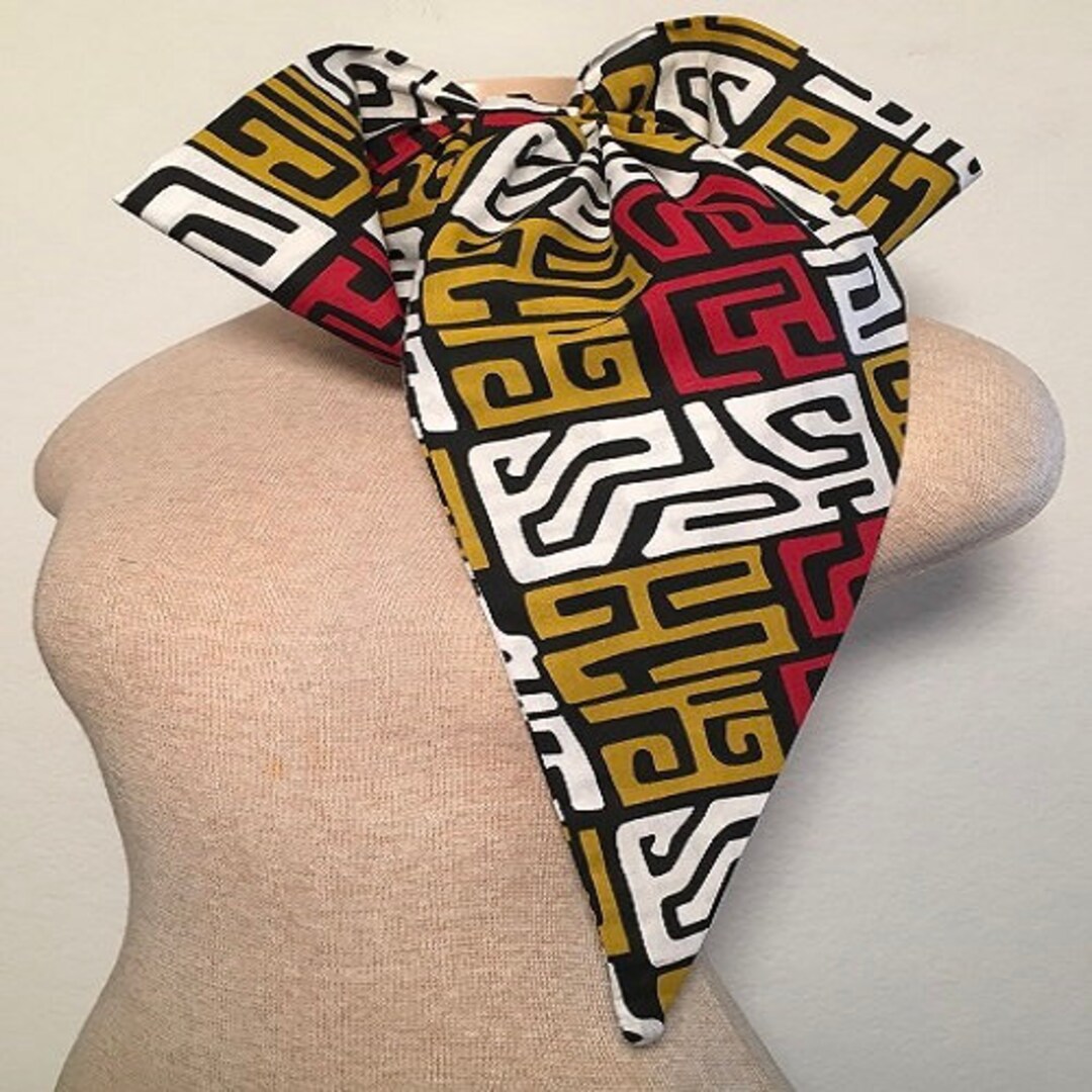 PRICE REDUCED Pre-tied Large Bow Neckerchief Gold, Black, Red and White ...