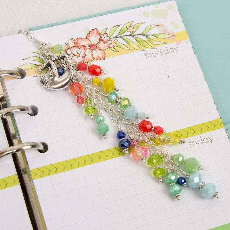 Sloth Dangle Planner Charm With Rainbow Crystals - Etsy
