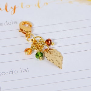 Fall Leaf Traveler's Notebook Charm With Amber and Green Crystals - Etsy