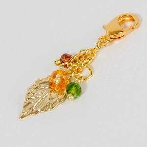 Fall Leaf Traveler's Notebook Charm With Amber and Green Crystals - Etsy