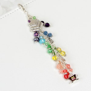 Book Club Planner Charm With Book Stack, Coffee Cup and Owl Charms in a ...