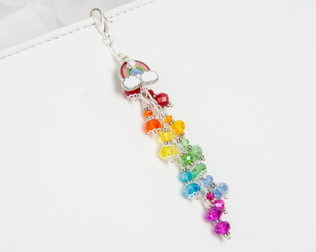 Rainbow Crystal Planner Charm With Enamel Rainbow Charm - Etsy