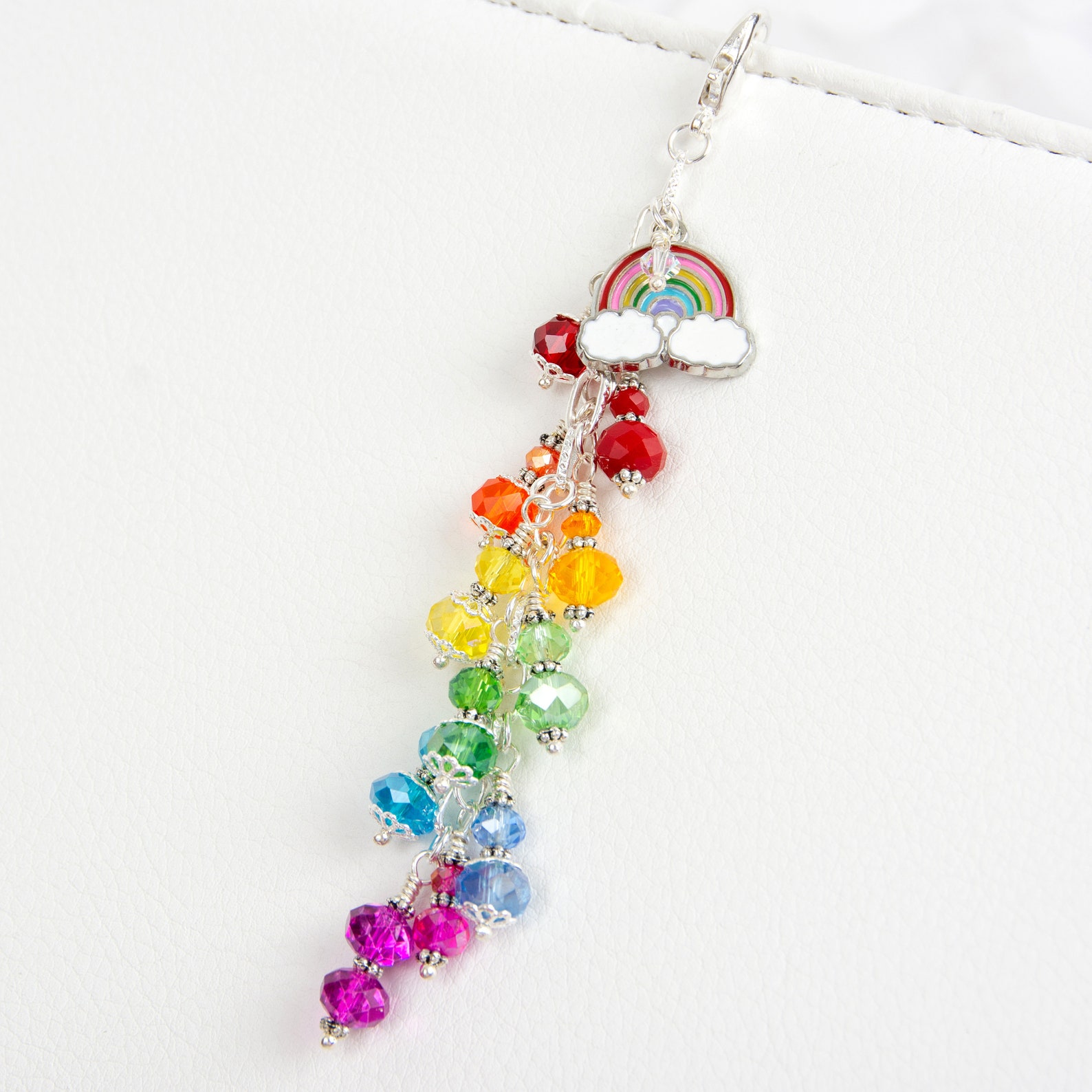 Rainbow Crystal Planner Charm with Enamel Rainbow Charm | Etsy