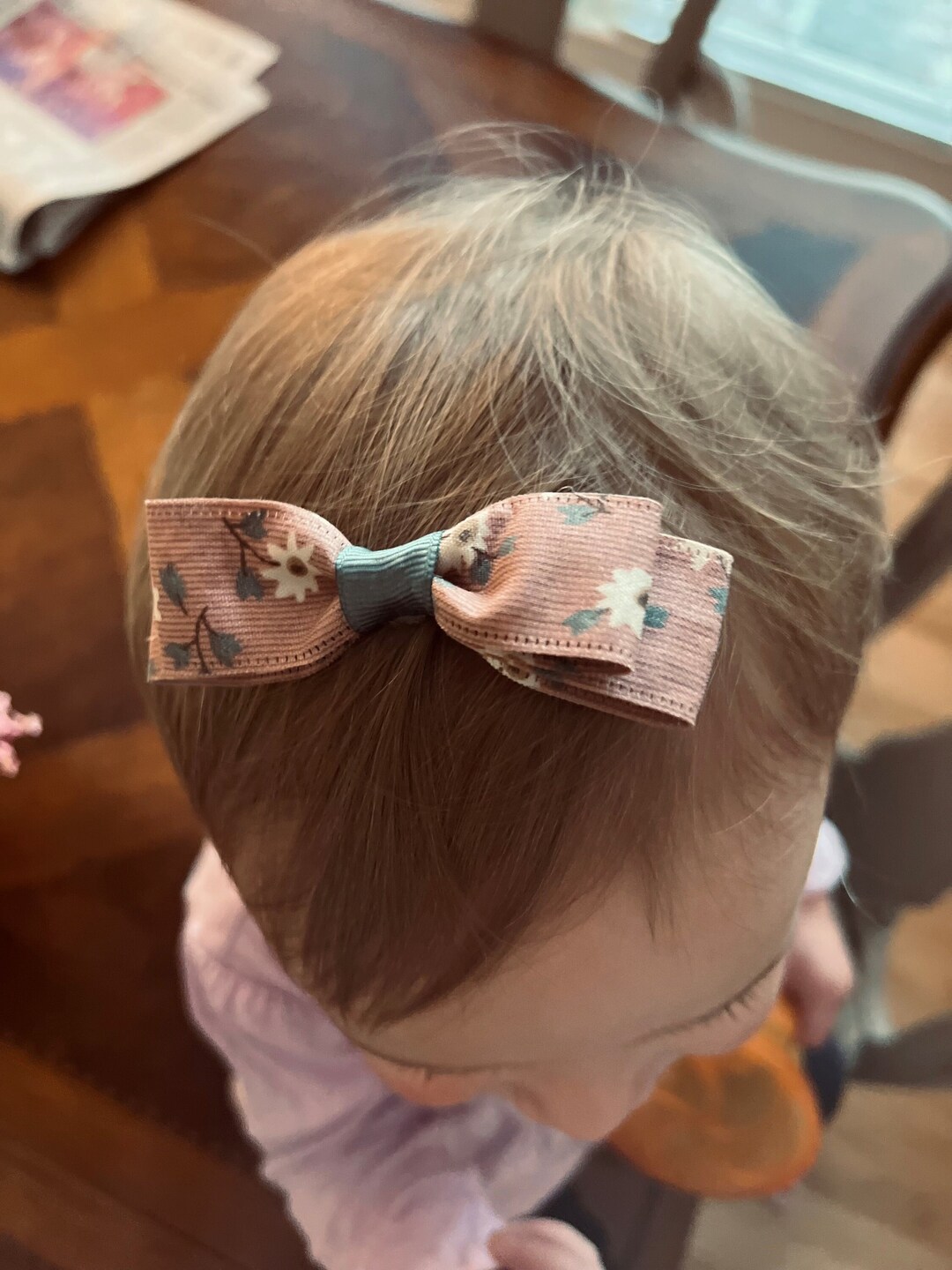 Pink and Blue Floral Bow - Etsy
