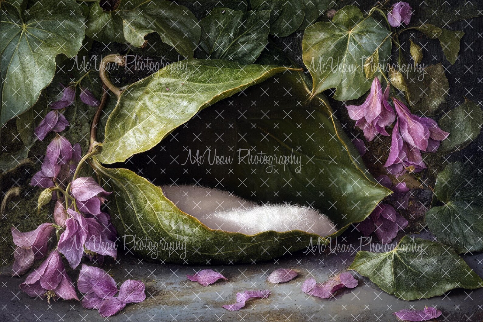 Digital Newborn Backdrop, Background, Infant Girl, Leaf, Floral ...
