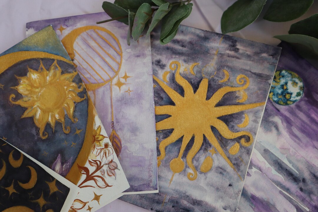HANDMADE WATERCOLOR CARDS: Moonlight Collection | Moon and Sun Cards ...