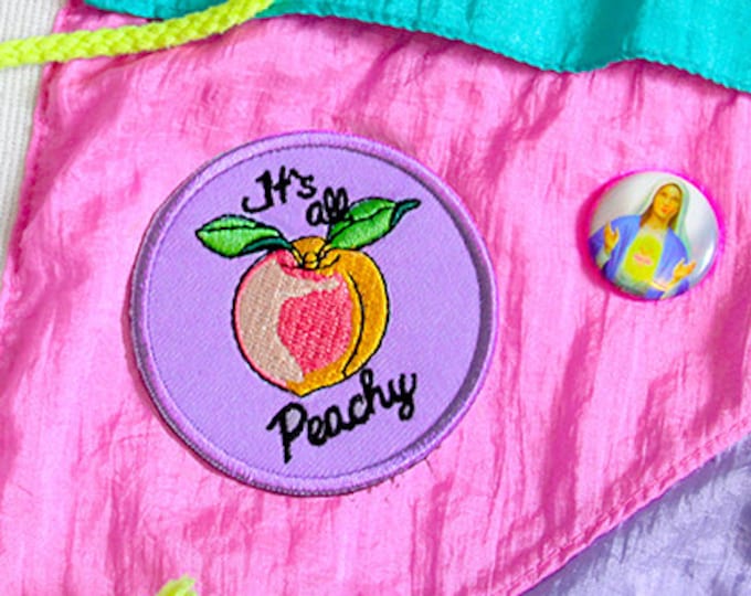 Its All Peachy Embroidered Peach Patch, Fruit Patch, Iron on Patch, Sew ...