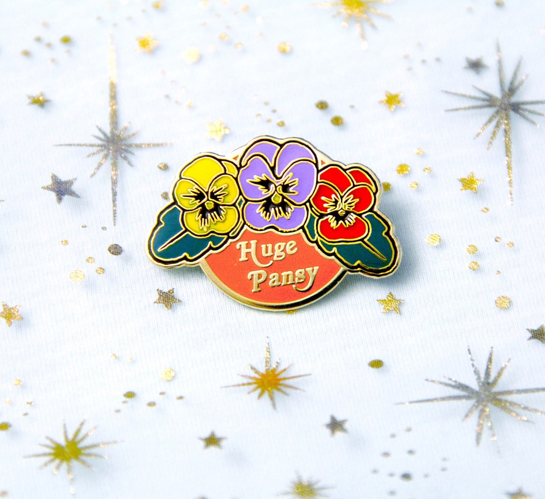 Huge Pansy Sensitive Flower Enamel Lapel Pin, Enamel Pin, Hat Pin, Art ...