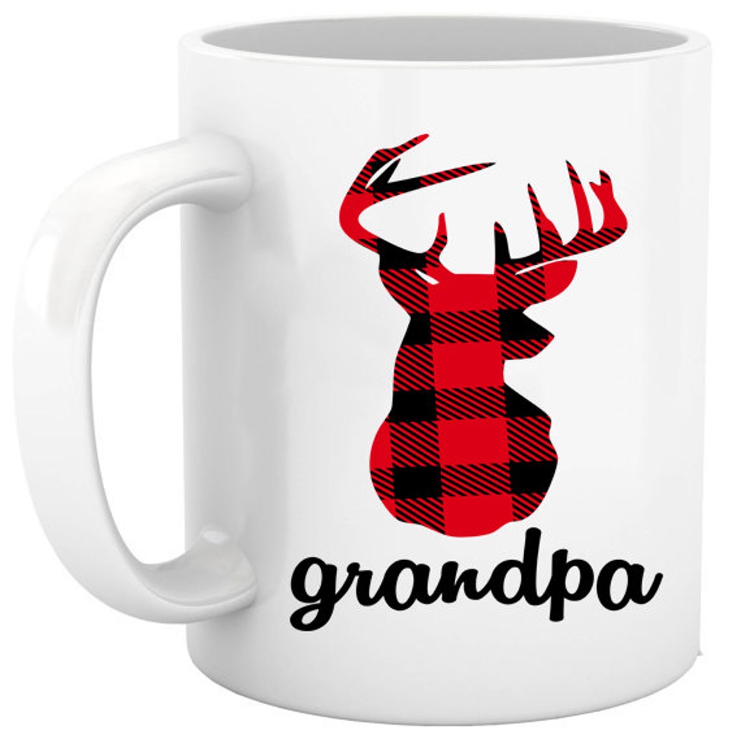 Christmas Gift for Grandpa, Buffalo Check, Mens Personalized Coffee Mug ...