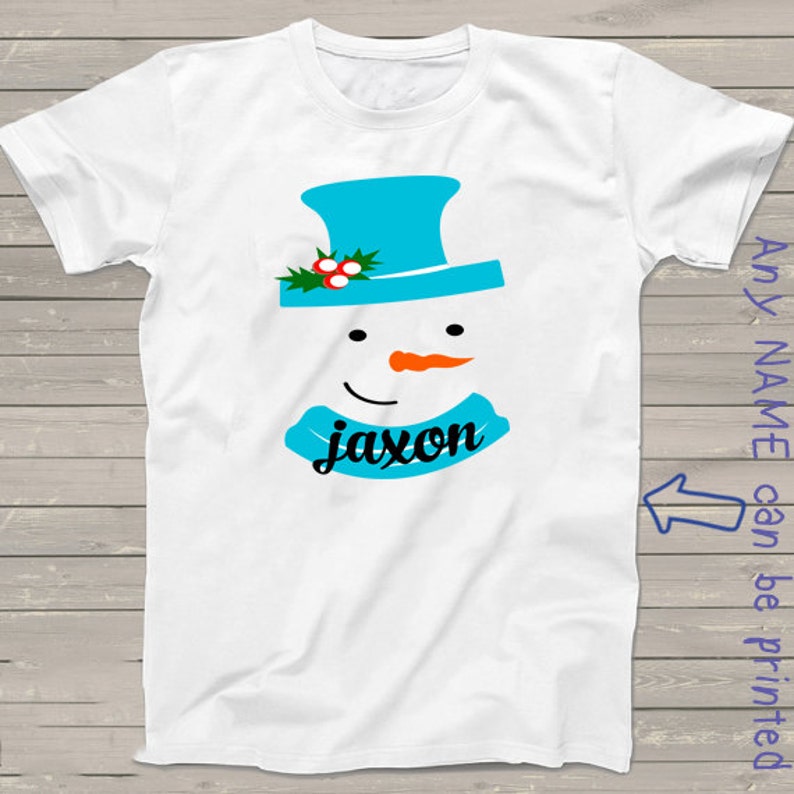 Christmas shirts for boys blue snowman personalized kids | Etsy