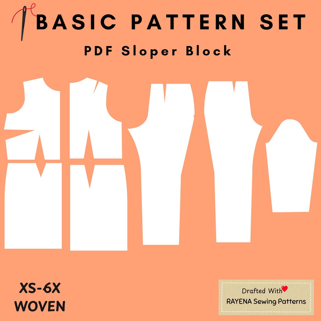 Women's Basic Woven Sloper Pattern Set: Dress and Pants Block (XS–6X ...