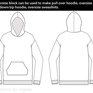Oversize Hoodie Block PDF Sewing Pattern XS-6X Oversize - Etsy Canada