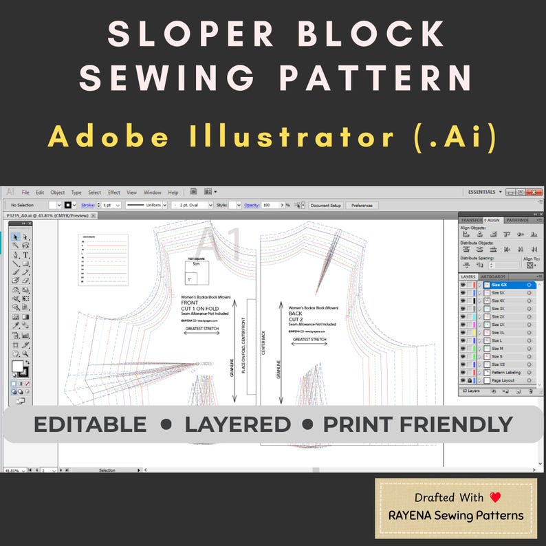 Editable Sloper Block: Adobe Illustrator File, Women, Men, Kids, Baby ...