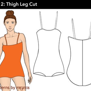 One Piece Swimsuit Shapewear PDF Sewing Pattern Size XS 6X Bodysuit ...