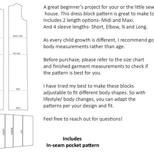 Girls Basic Woven Dress Sewing Pattern PDF | A-line Dress Sloper for ...