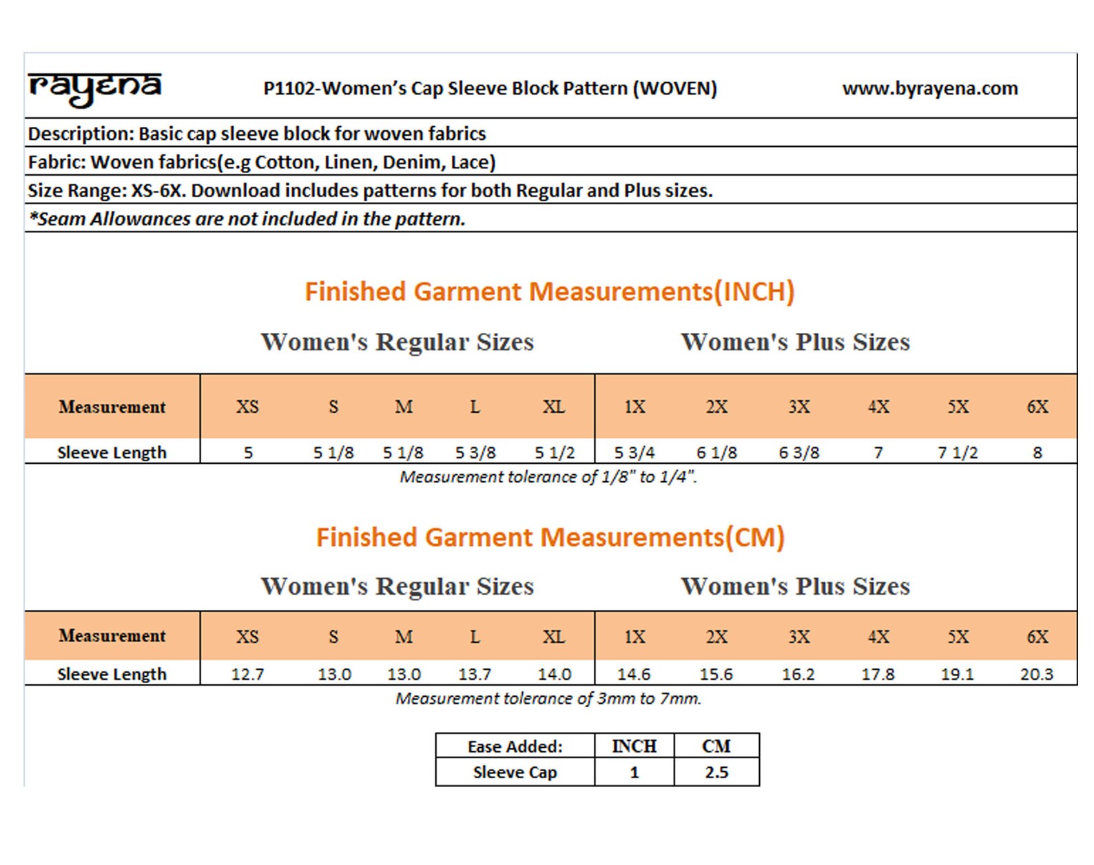 Womens Basic Cap Sleeve Pattern Cap Sleeve Pattern Cap | Etsy