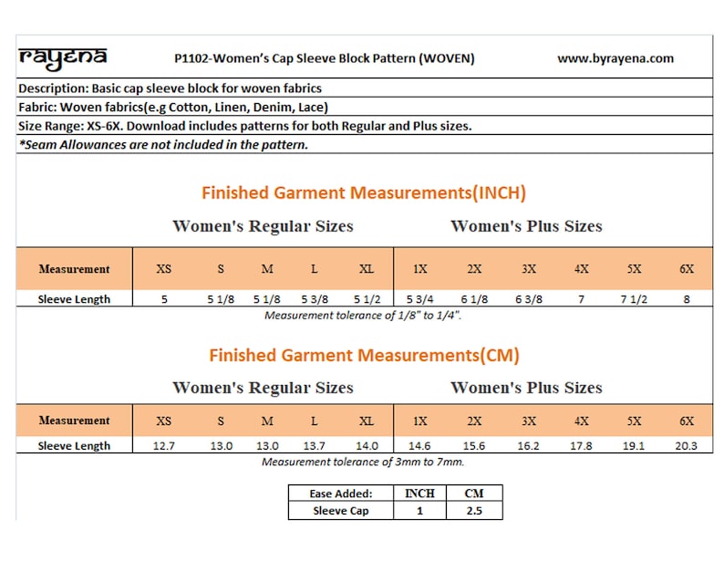 Womens Basic Cap Sleeve Pattern Cap Sleeve Pattern Cap | Etsy