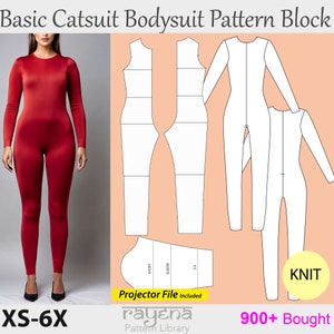 Catsuit Sewing Pattern Set, Size XS-6X, Seamless Catsuit Bodysuit ...