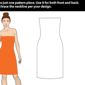 Women's Strapless Tube Dress Sewing Pattern, Size XS 6X, Midi Dress Pdf ...