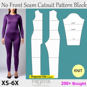 Catsuit Sewing Pattern Set, Size XS-6X, Seamless Catsuit Bodysuit ...