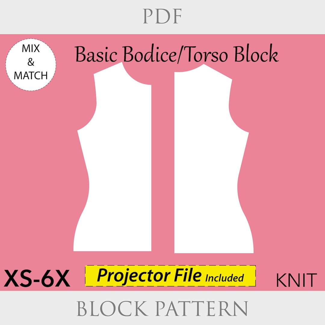 Knit Bodice Block Sewing Pattern: Women Torso (XS-6X) (PDF Pattern) - Etsy