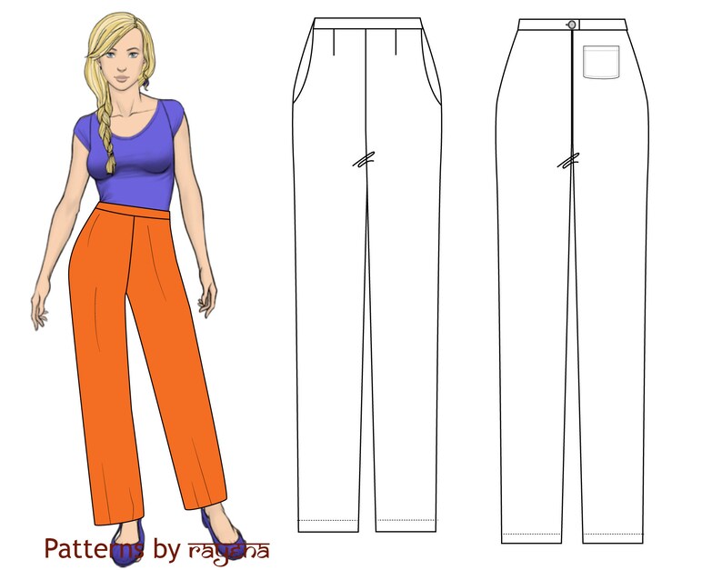 Basic Pants Trouser Block PDF Sewing Pattern for Women Plus - Etsy