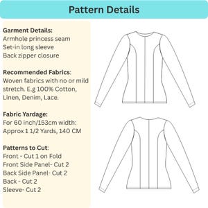 Women's Armhole Princess Seam Bodice Sewing Pattern: Sloper Block (XS ...