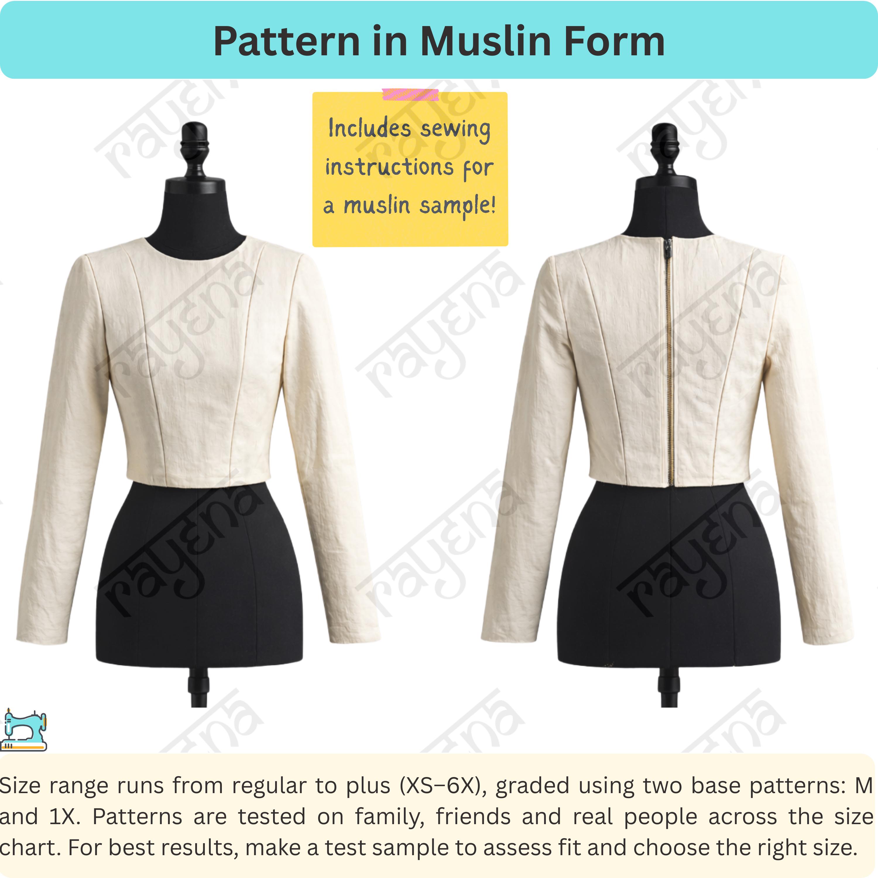 Women's Bodice Sewing Pattern Bundle: Woven and Knit Sloper Block (XS ...