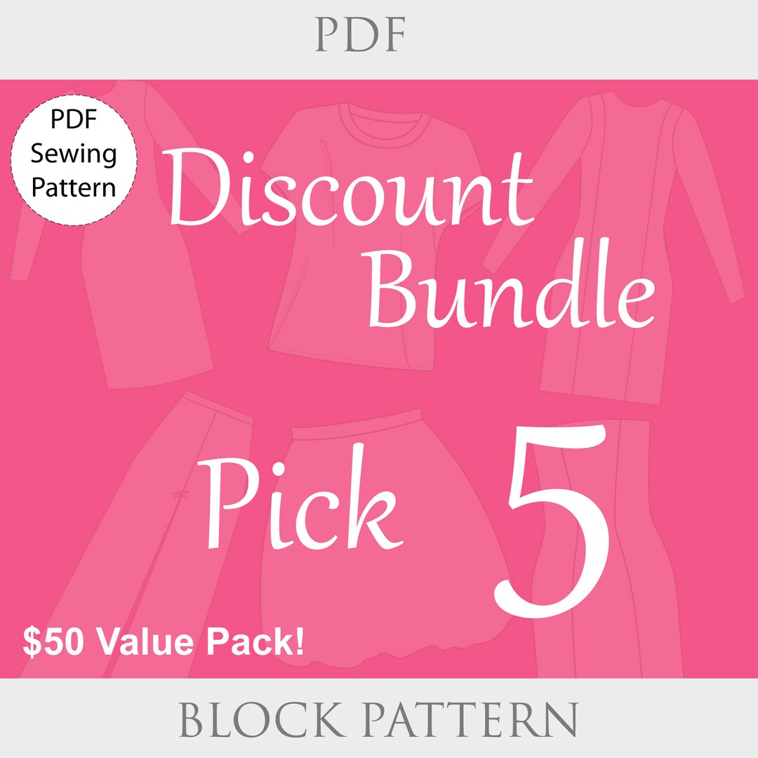 Pick Any 5 Sewing Patterns- Basic Block Pattern, Pattern Bundle, Pick ...