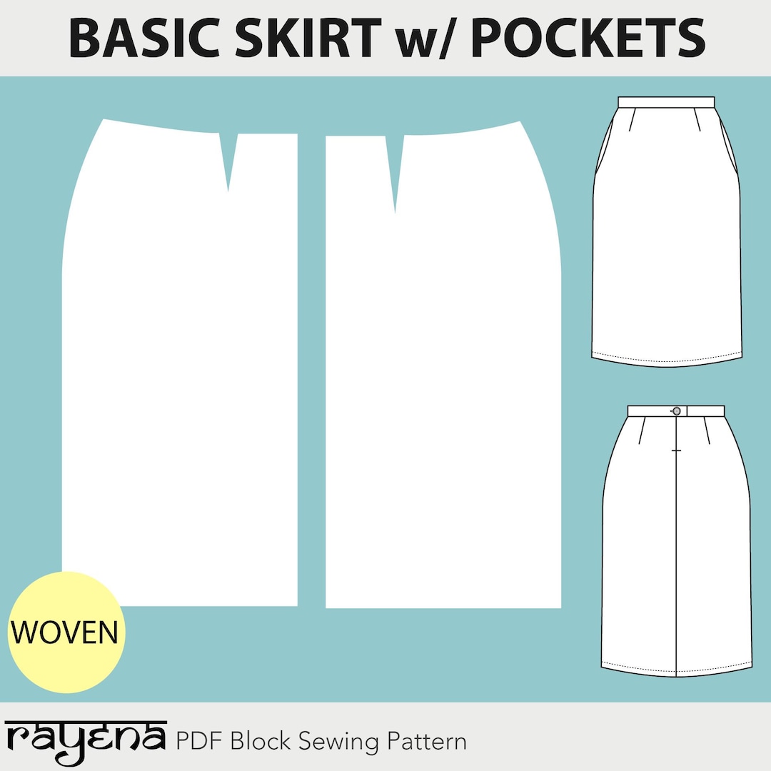 Women's Basic Skirt Sewing Pattern: Sloper Block (XS–6X) (PDF Pattern ...