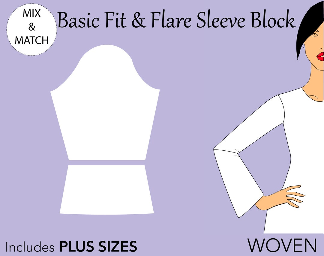 Womens Fit Flare Sleeve Pattern Long Sleeve Pattern Basic - Etsy Australia